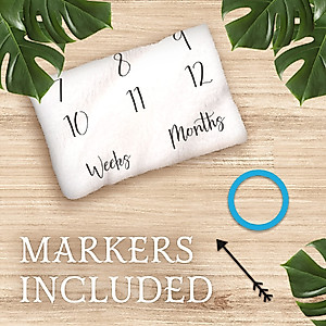 Swaddling Blankets Milestone Blanket with 2 Placement Markers , Gender Neutral Baby Monthly Growth Chart (60inchx40inch)