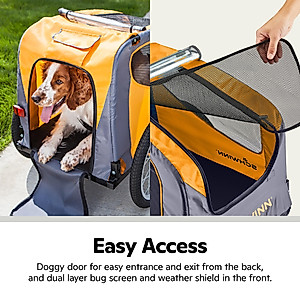 Schwinn 13-SC315 Rascal Bike Pet Trailer, For Small and Large Dogs, Lightweight, Tow with Bicycle, Up to 50 lbs. Small, Orange/Grey