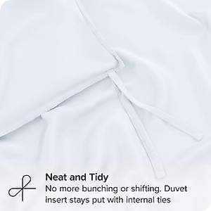 Bare Home Tencel Duvet Cover Set - Lyocell Derived from Eucalyptus - Full/Queen Size - Ultra Soft 3 Piece Bedding Duvet Cover & Pillow Shams (Full/Queen, White)