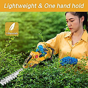 OMMO Hedge Trimmer Cordless 21V, 2-in 1 Handheld Shrub Trimmer, Electric Bush Trimmer for Garden &Lawn Pruning, Rechargeable Lithium Battery