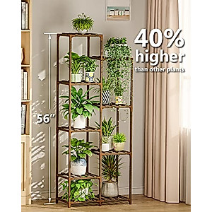 Bamworld Tall Plant Stand for Indoor Plants Outdoor Corner Plant Shelf Flower Stands for Living Room Balcony and Garden (9 pots)