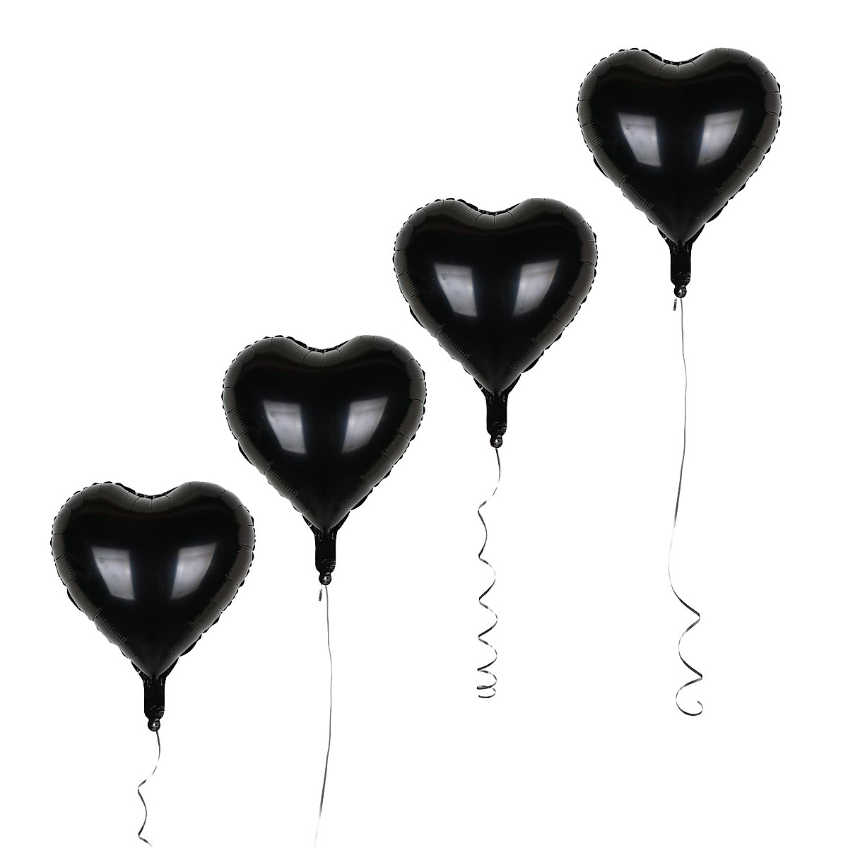 Guzon 15Pcs Black Heart Shaped Balloons 18" Mylar Balloons Aluminum Foil Balloons For Baby Shower Wedding Valentine Decorations Love Balloons Party Decorations