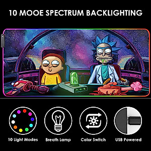 Bimormat RGB Mouse Pad LED Light Gaming Mouse Pad with Rubber Base Colorful Computer Carpet Desk Mat for PC Laptop (35.4 * 15.7 inch) (90x40rgfeidie)
