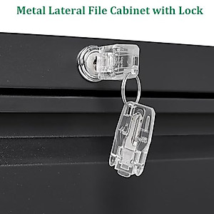 Mdhitsox Lateral File Cabinet with Widened Drawer, Metal File Cabinet with Lock, Filing Cabinet for Home Office, Lockable File Storage Cabinets for Legal/Letter/A4 (2 Drawer, Black)