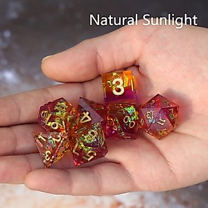 DND Dice Set 7Pcs Polyhedral Sharp Edges Dice for D&D Dungeons and Dragons RPG Player(Rose Citrine)…