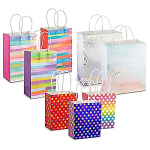 Plum Designs Gift Bags Assorted Sizes, Set of 8 Gift Bags with Tissue Paper- Includes Small Gift Bags, Medium Gift Bags and Large Size Paper Gift Bags with Handles for Holiday and Birthday Gifts
