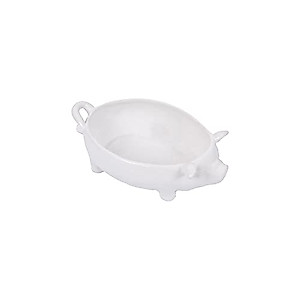 Creative Co-Op Farmhouse Ceramic Pig Shaped Bowl, White
