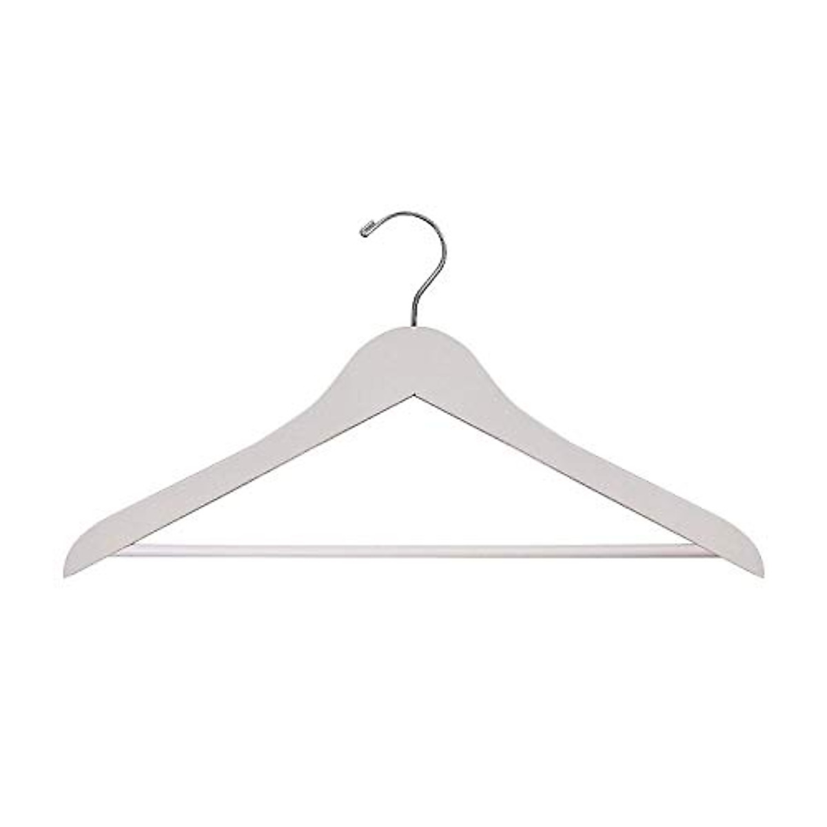 NAHANCO 8017WCH20 17" Wooden Suit Hanger, Low Gloss White Finish and Bright Chrome Hardware (Pack of 20)