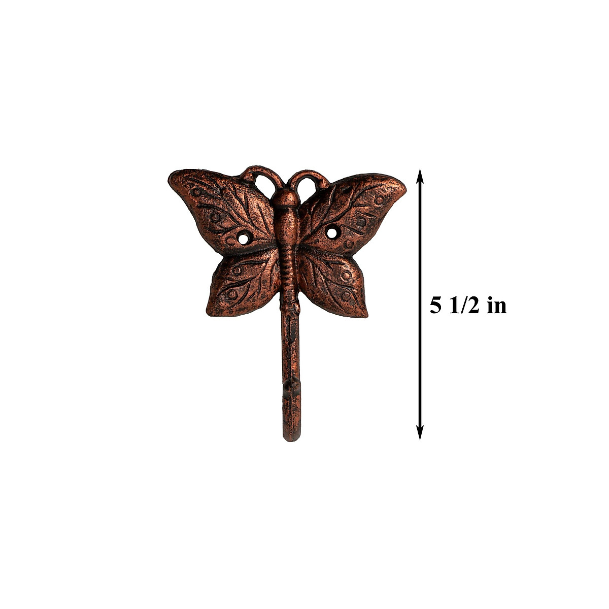 FantasHome Wall Mounted Cast Iron Home Décor Single Hook (Butterfly)