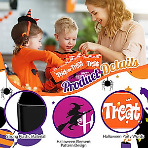 PullCrease 4 Pcs Halloween Candy Bowl Bulk Halloween Plastic Trick or Treat Candy Bowl Orange Black Spider Web Halloween Candy Dish Holders Serving Bowl Tableware for Halloween Parties Decorations