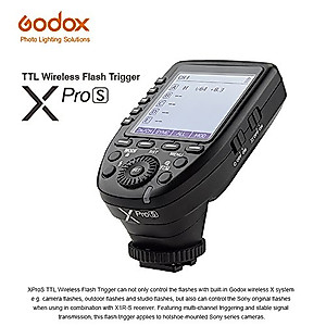 Godox XPro-S TTL Wireless Flash Trigger for Sony Camera, 2.4G Wirless Flash Transmitter HSS 1/8000s, TTL-Convert-Manual Function, 11 Customizable Functions, Big LCD Screen, 16 Groups and 32 Channels