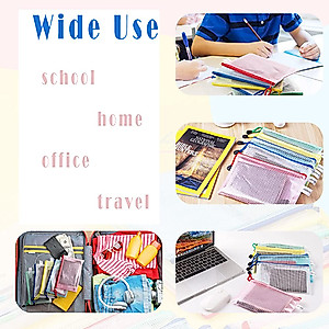 ZYHW Mesh Zipper Pouch, 16.9x12.4 in (5 Colors, 12 Packs), Plastic Zipper Bags, Waterproof Zipper Pouches for School Office Supplies, Puzzles, Board Games & Cross Stitch Projects