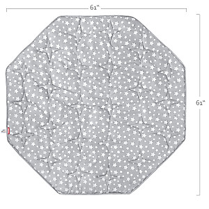 Octagon Playpen Mat Grey, Non Slip 8 Panel Playpen Mattress Mat Fits Regalo Extra Large Play Yard and hiccapop XL 69" Baby Playpen, Grey Star Octagon Playard Pad