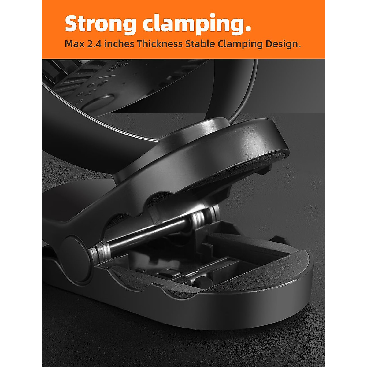 VANPRT 6'' Clip Fan, Portable Clamp Fan with Hanging Hook, 5000mAh Rechargeable Battery Fan, 3 Speeds, 720° Rotation, Quiet, Strong Grip Clamp, 7-30 Working Hours for Camp Stroller Bed - Pink