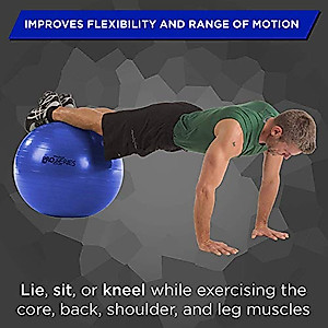 THERABAND Exercise Ball, Professional Series Stability Ball with 75 cm Diameter for Athletes 6'2" to 6'8" Tall, Slow Deflate Fitness Ball for Improved Posture, Balance, Yoga, Pilates, Core, Blue