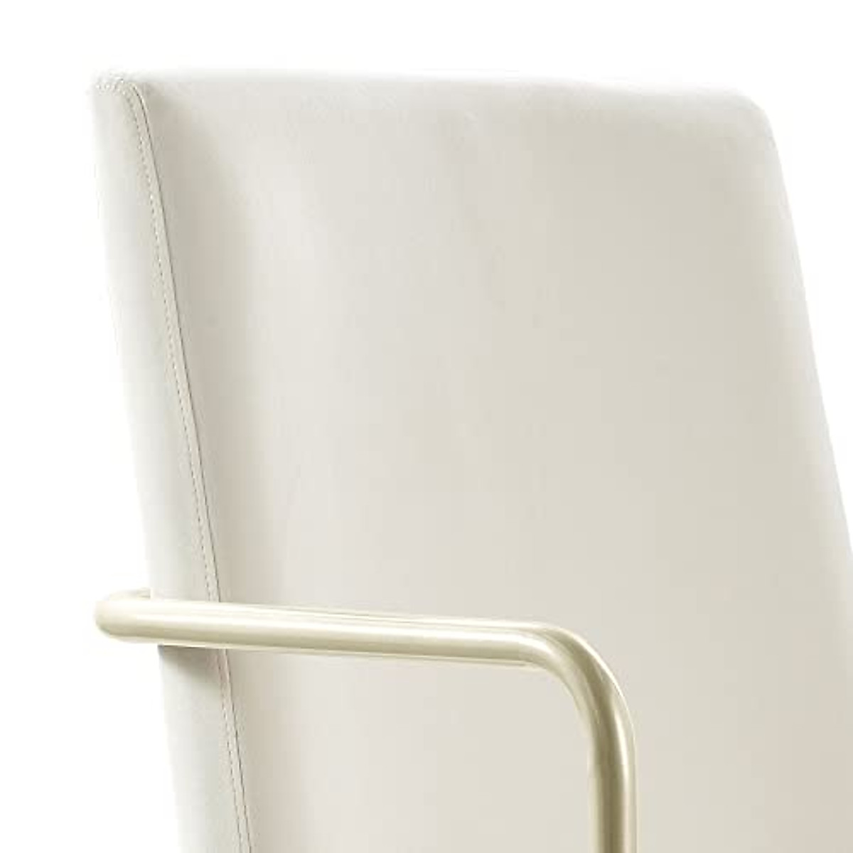 Elle Decor Giselle Modern Home Office Desk Chair, High Back Adjustable Computer Chair with Gold Arms, Base and Wheels, Velvet Fabric, Cream