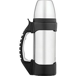 Thermos The Rock Vacuum Insulated 1 Liter Beverage Bottle, stainless steel/black, 1.1 quart (2510TRI2)