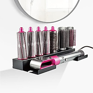 E EZEXPREZE Storage Holder for Dyson Airwrap Styler, Brushes Or Curling Iron, Mounted Rack Bracket Stand with Adhesive for Home Bathroom Organizer (Black)