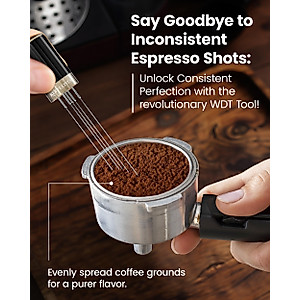 Koffeeista WDT Espresso Distribution Tool, Barista Tools 5x0.35mm Stainless Steel Needles - Easy Open/Close, Portable & Stylish Espresso Stirrer, wdt Coffee Tool, Espresso Distributor, Espresso Whisk