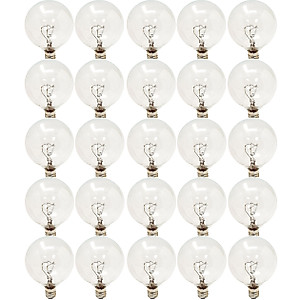 GE Incandescent Globe Light Bulbs, 25 Watt, G16.5, Vanity Lights (25 Pack)