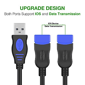 USB 1 to 4 Splitter, ANDTOBO USB 2.0 Y Splitter Charger Cable USB 1 Male to 4 Female Power Cord Extension Hub Cable for PC/PS4/MacBook/Laptop/TV/LED Etc,Navy