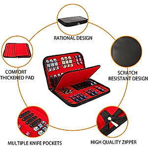 Knife Case,Knife Display Case,Knife Storage,40 Slots Folding Knife Holder Organizer,Butterfly Pocket Knife Carrier,Knives Collection Protector For Survival Tactical Outdoor EDC Mini Knife (Black+Red)