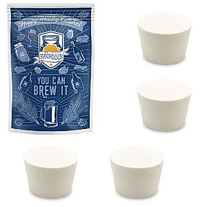 Fermentation Rubber Stoppers Solid Bungs - #8 Rubber Stopper - 4 Pack