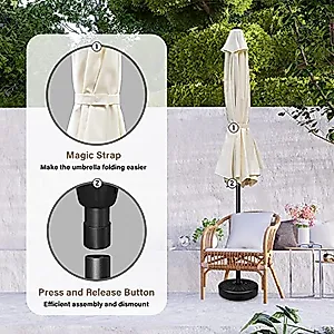 YSSOA 7.5' Patio Umbrella Outdoor Table Market Yard Umbrella with 6 Sturdy Ribs, Beige