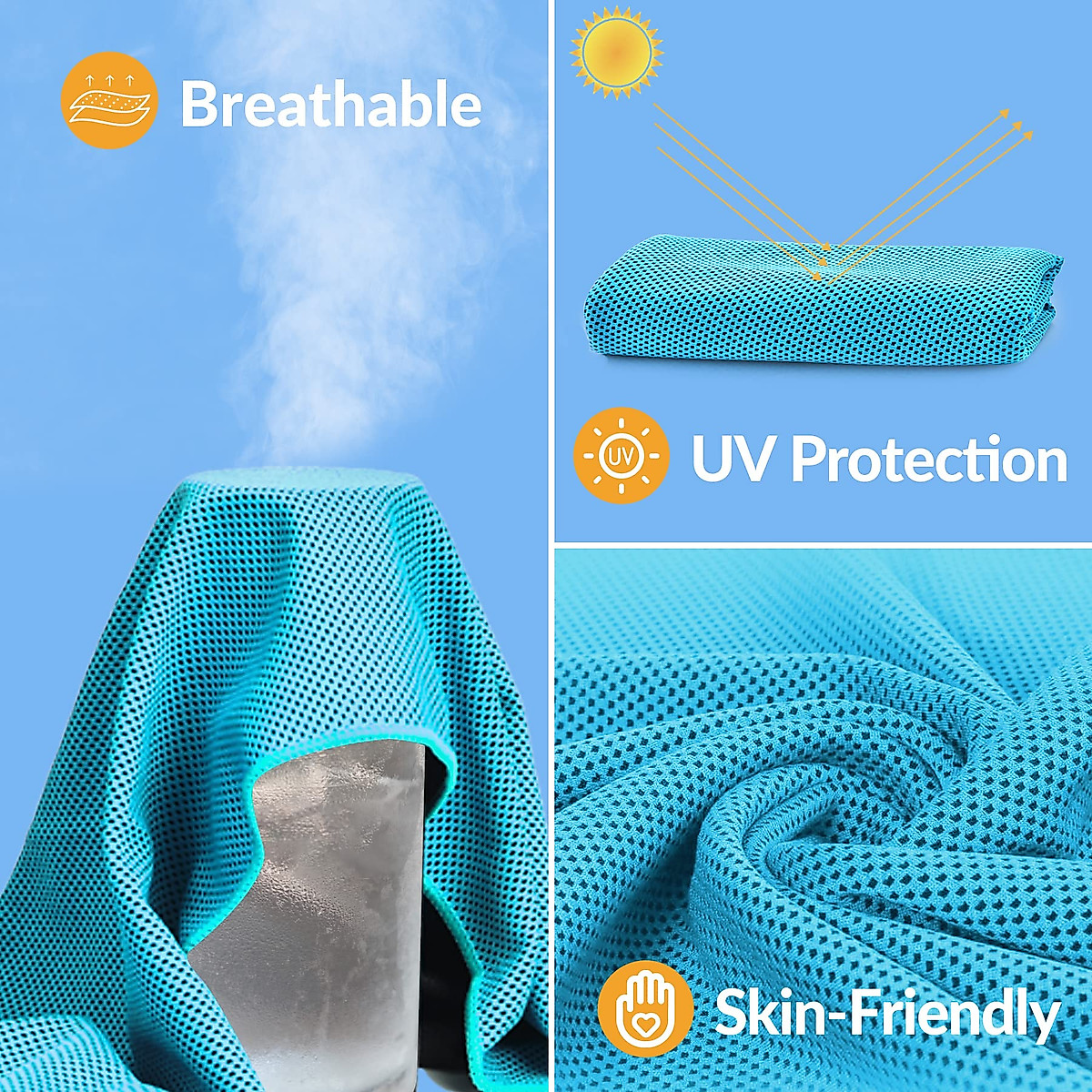 ExTowel Excellent Cooling Towels Neck and Face,(40" x 12") Bulk Ice Towel,Soft Breathable Cooling Towels for Hot Weather,Athletes,Yoga,Gym,Workout,Sports,Camping,Microfiber Cold Towels 4pack