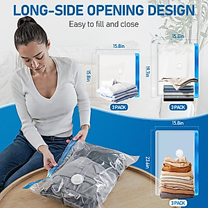 VMstr 9 Pack Travel Vacuum Storage Bags with USB Pump, Vacuum Packing Seal Bags for Luggage, Carry-on Size Space Saver Bags for Clothes and Clothing Travel