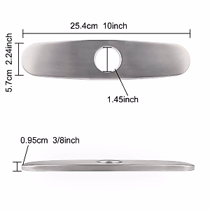 KWODE 10 Inch Single Hole Cover Deck Plate, Escutcheon Plate Stainless Steel Kitchen Sink Faucet Cover Plate for 1 or 3 Hole Bathroom Vanity Sink Faucet, Covering Unused Mounting Holes