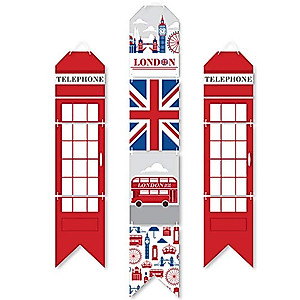 Big Dot of Happiness Cheerio, London - Hanging Vertical Paper Door Banners - British UK Party Wall Decoration Kit - Indoor Door Decor