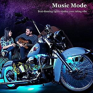 12PCS Motorcycle LED Underglow Kit, icicar Motorcycle Lights App Control Music Sync LED Motorcycle Lights Brake Feature Waterproof Dual Remote Motorcycle Underglow LED Light Kit for UTV ATV Golf Cart