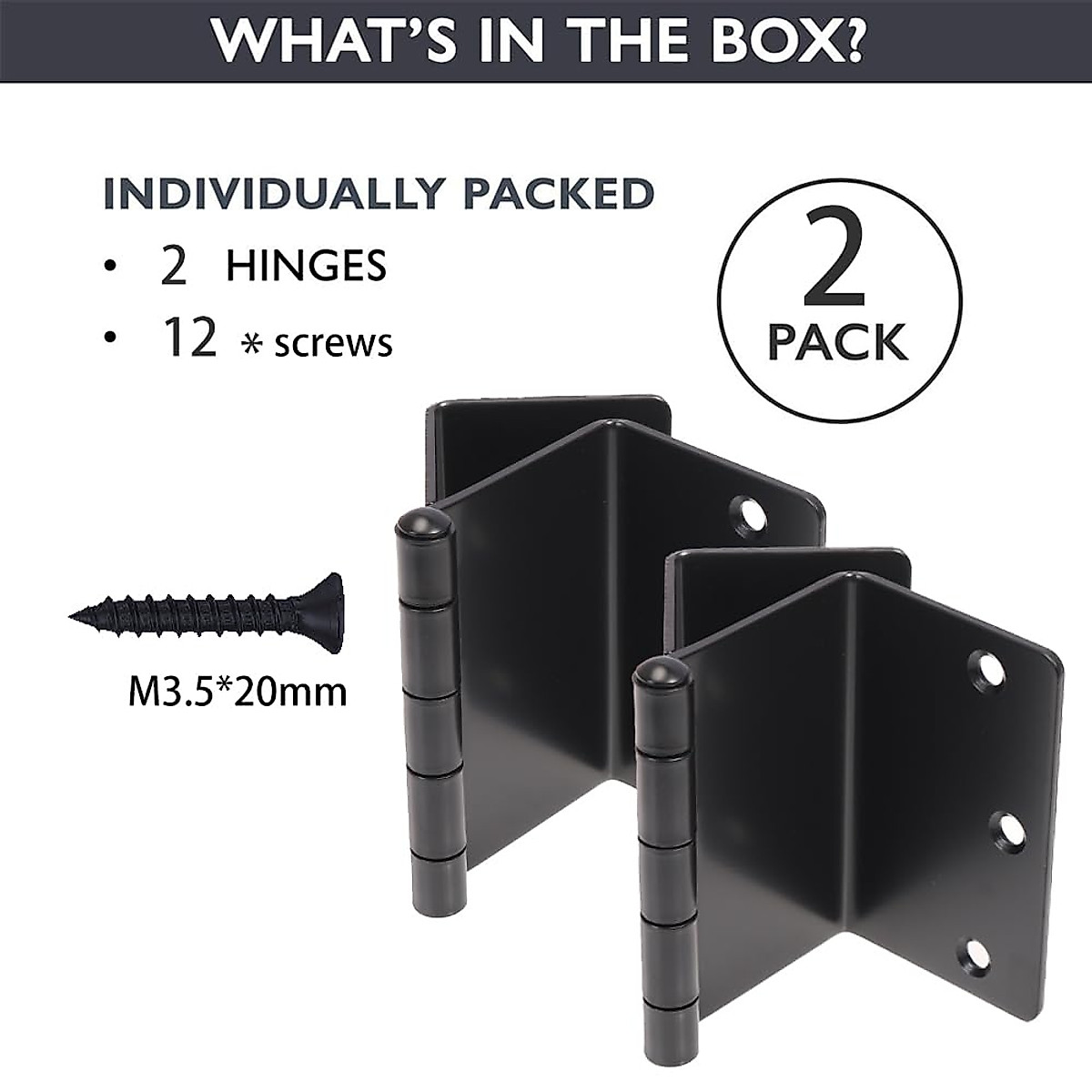 2-Pack Heavy Duty Expandable Door Hinges 3.5 inch Offset Hinges SPCC Black Matte Finish Thickned 1/4'' Radius Corner with 12 Screws, for Doors Interior Swing Out Hinge with Holes Handicap Door Hinge