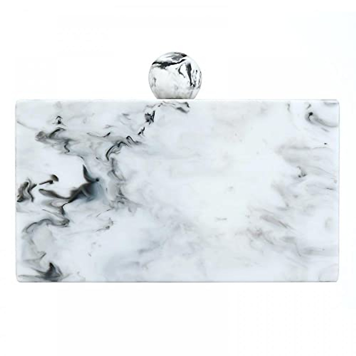 Clutch Purse for Women - Marble Crossbody Handbags - Acrylic Square Box Handbag and Purse for Casual Party Wedding (White)