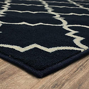 Mohawk Home Soho Fancy Trellis Geometric Lattice Printed Area Rug, 2 ft 6 in x 3 ft 10 in, Navy