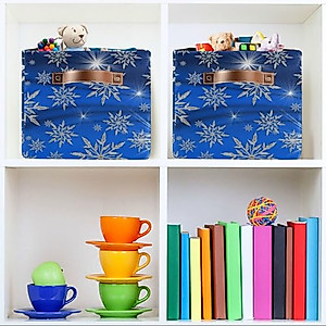 Snowflakes Christmas Storage Basket Bins Foldable Laundry Hamper Toy Storage Bins Box Organizer for Home Boys Girls Office Closet Shelf Nursery Baskets,1 pcs