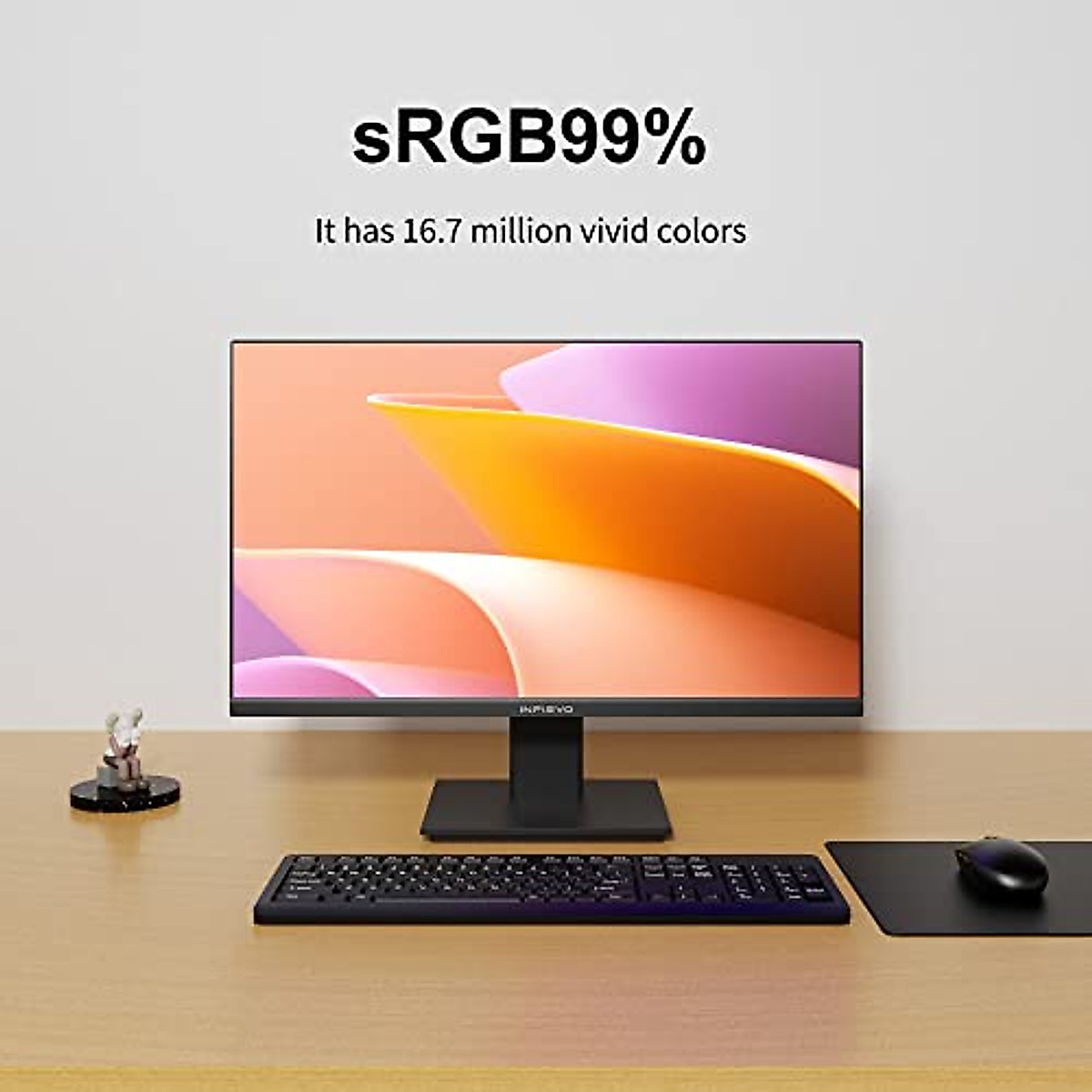 INFIEVO Computer Monitor 27 Inch Full HD 1080p IPS Display 75Hz with HDMI, VGA, Frameless, VESA Mountable, Ergonomic Tilt, Built-in Speakers, Ultra-Thin Eye Care PC Monitor