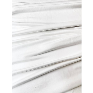 Cotton Jersey Spandex Fabric - Soft - Breathable - All Way Stretch Fabric - Medium Weight - Perfect Choice for Baby Grow, Tshirts, and Cotton Jersey Sheets - 58 Inches Wide - 1 Yard (White)