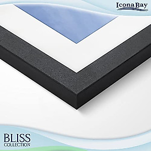 Icona Bay 11x17 Black Picture Frame Fits 16x10 Photos with Mat to 9x14 Image, Modern Style Wood Composite Poster Frame, Wall Mount Only, Bliss Collection