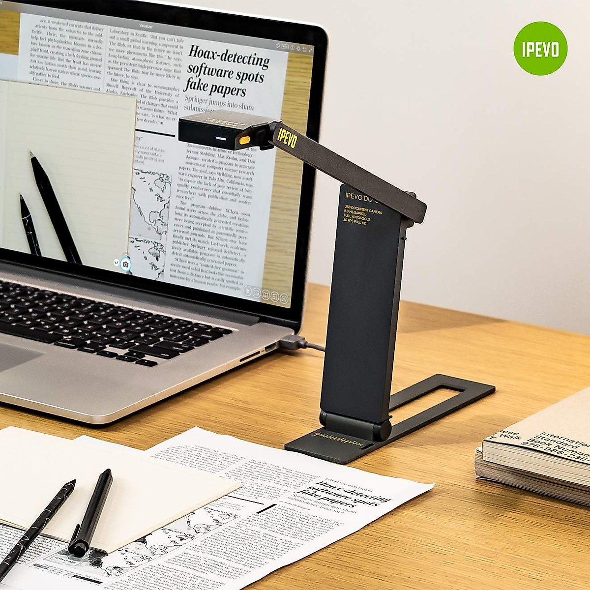 IPEVO DO-CAM Portable & Compact Ultra HD 8MP USB Camera for Professional Visual Presentations and Communication — Real-time Image Capture, Webcam for Conference Call, Distance Learning, Remote Work