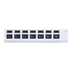 SHYPT USB Power Adapter 7 Port Multiple Expander 2.0 USB Hub with Switch for PC Multi-Interface (Color : White)