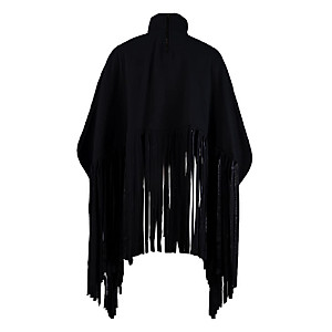 Lucuna Women Fall Winter Casual Sweatshirt Fringe Crop Top High Neck Long Sleeve Cape Coat Pullover Tops