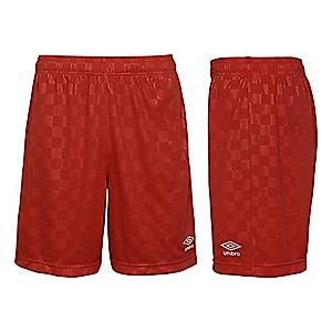Umbro Kids' Checkered Short, Red, Medium