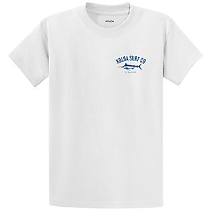 Joe's USA Koloa Surf Blue Marlin Logo Heavyweight Cotton T-Shirt-XL-White/c