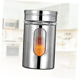 Seasoning Bottle Glass Sauce Bottles Stainless Steel Shaker Seasoning Containers Organiser Silver Pepper Shaker Seasoning Storage Box Condiment Bottle Castor Barbecue Sealed Jar