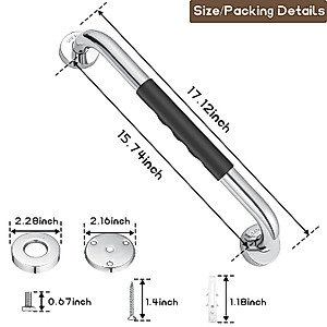 Grab Bars for Bathroom, Aolloa Shower Grab Bar 16inch SUS304 Stainless Steel Anti Slip Bathroom Handicap Grab Bars, Applicable to Bathroom Shower (Silver 2Pack)