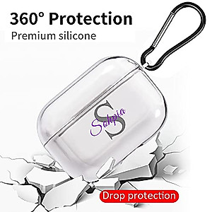 CaseHome Custom Name AirPods Case for Apple AirPod Pro, Personalized Gift Shock Absorption Soft Clear TPU Airpods Case Cover… (Clear Purple)