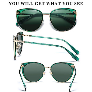 DUCO Cat Eye Sunglasses for Women Retro Polarized Womens Sun Glasses 90s Vintage Shades UV Protection DC1222