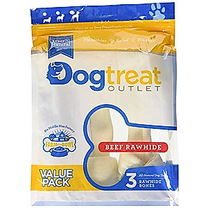 Dog Rawhide Bones Bulk Pack of 3 Natural Rawhide Protein Treats Knot Bone Chews Medium
